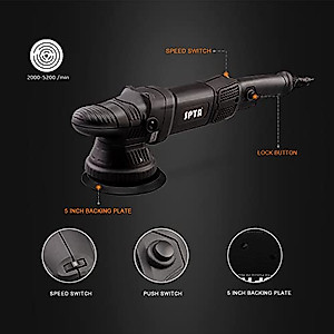 Buffer Polisher, SPTA 5-Inch 125mm Dual Action Random Orbital Car Polisher,Car Detailing Kit, 4Pcs 5inch & 4Pcs 6Inch Polishing Pad,Packing Bag for Car Polishing and Waxing--DAPSET-US