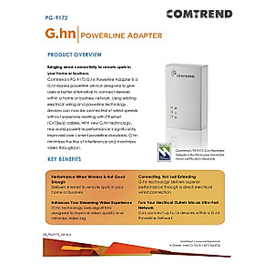 Comtrend G.hn 1.2 Gbps Powerline Ethernet Bridge Adapter 1-Unit PG-9172