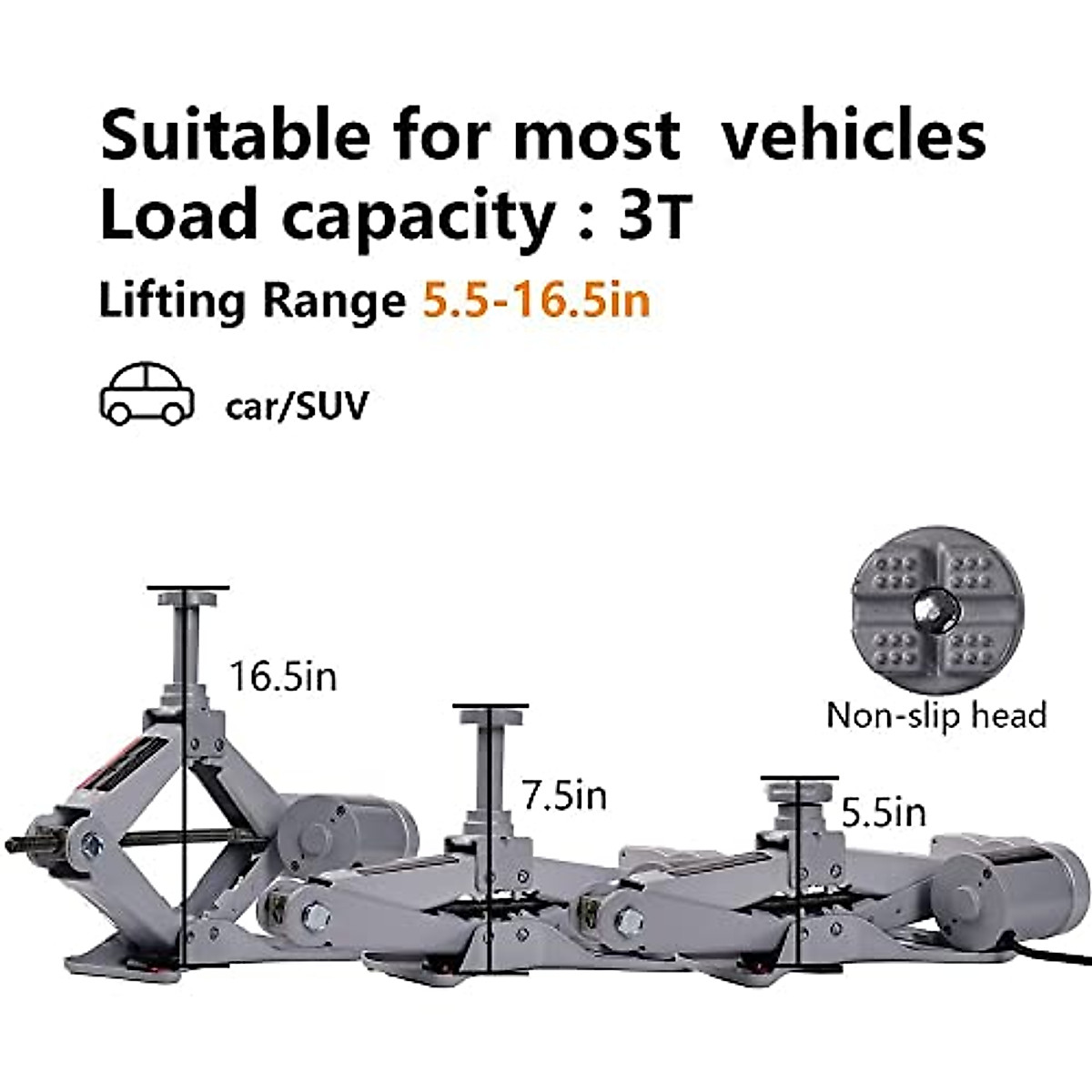 Simpleout Electric Car Jack Kit - 3 Ton Vehicle Floor Jack Cars and Truck Scissor Jack Lift Trailer Jack Stands Roadside Emergency Tire Repair Kit with Power Impact Wrench