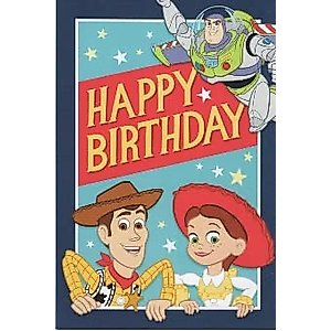 Toy Story Happy Birthday Card Featuring Woody, Buzz Lightyear, and Jessie - Here's to a Day Filled With Friends, Fun, and Laughter - and a Year of Adventures to Remember Long After!