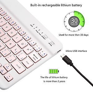 Ultra-Slim Bluetooth Keyboard Portable Mini Wireless Keyboard Rechargeable for Apple iPad iPhone Samsung Tablet Phone Smartphone iOS Android Windows (10 inch Pink)