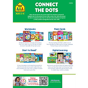 School Zone - Connect the Dots Workbook - 32 Pages, Ages 3 to 5, Preschool, Kindergarten, Dot-to-Dots, Counting, Number Puzzles, Numbers 1-10, Coloring, and More (School Zone Get Ready!™ Book Series)