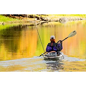 Pelican Poseidon Angler Fishing Lightweight Kayak Paddle - Built-in Retrieval Hooks - Fiberglass Reinforced (Sand, 98.5 in)