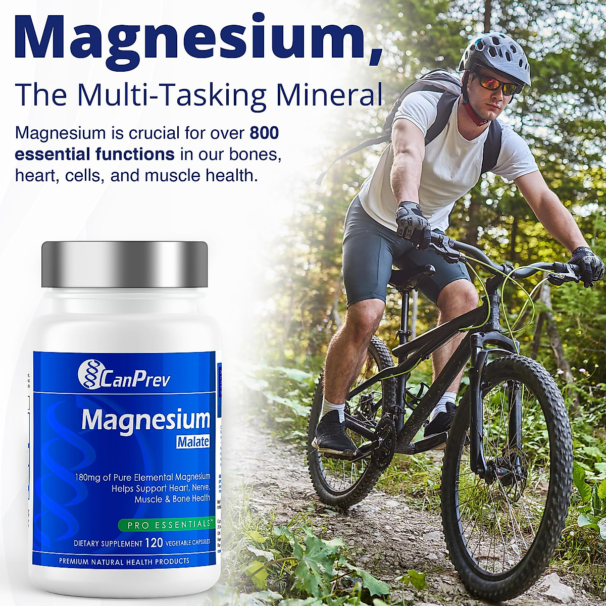 CanPrev Magnesium Malate, 120 Veg Caps, 120-Day Supply, 180mg Elemental Magnesium & 540mg Malic Acid, Vegan & Non-GMO, Supports Relaxation, Energy, Muscle Function, Bone Strength & Overall Well-Being