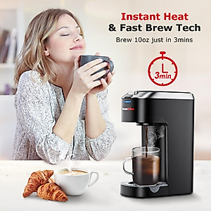 Bonsenkitchen Single Serve Coffee Maker, Coffee Brewer for K Cup Capsule, Fast Brewing Coffee Machine, 6 to 12oz Brew Sizes, Space Saving Design