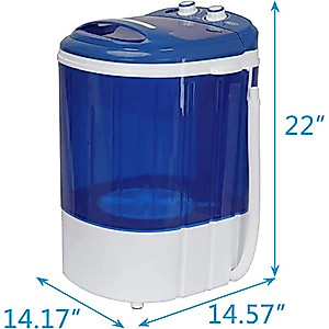 Oteymart Small Portable Washing Machine 5.7lbs Compact Laundry Washer, Single Tub w/Spin Cycle Dryer Basket and Drain Hose for RV, Apartments, Dorms, Kitchen, Blue