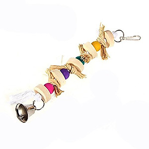 Hypeety Parrot Pet Bird Chew Toy Wooden Straw with Bell Cage Swing Toys Cage Hanging Accessory