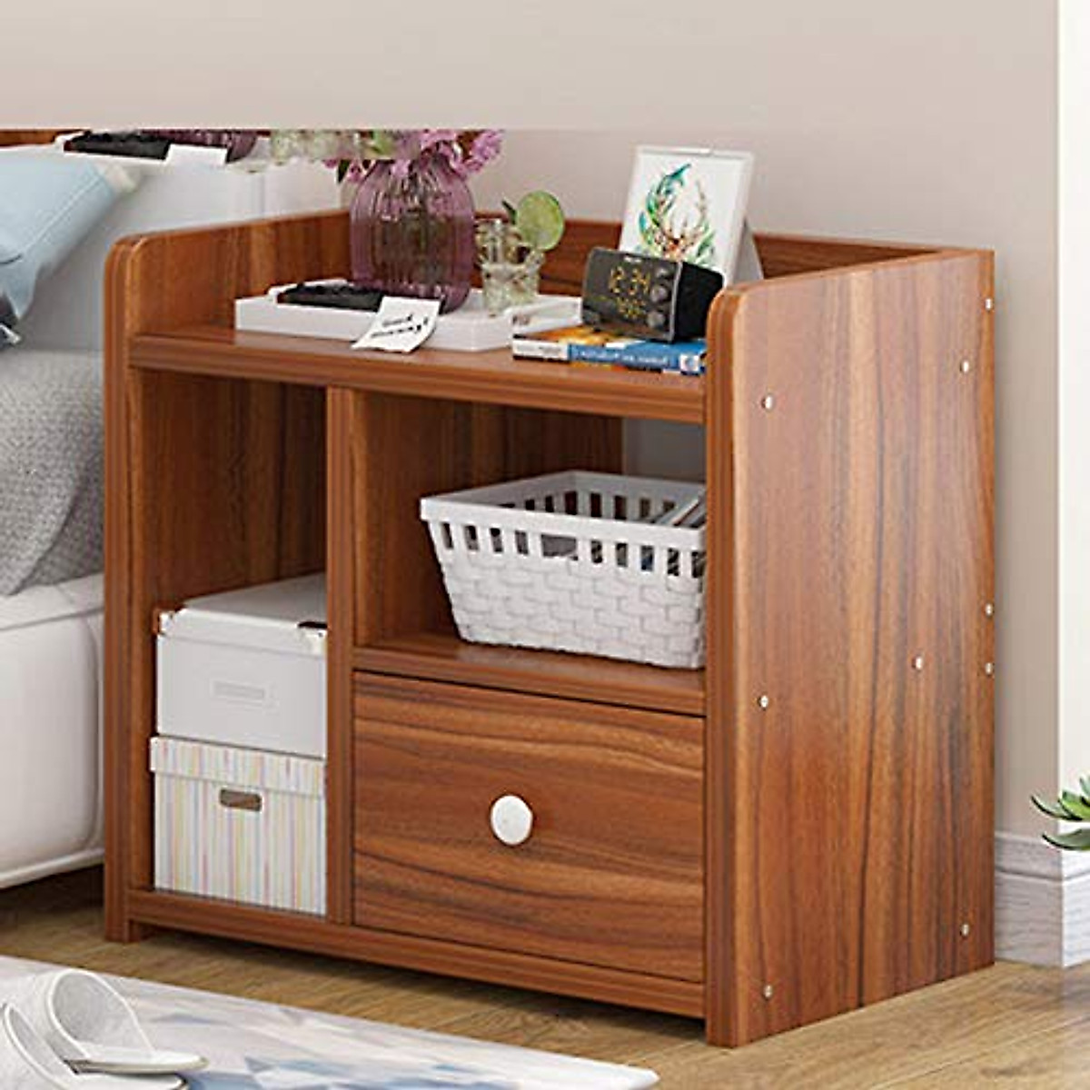 Solid Wood Nightstand Wooden with 2 Storage Drawers and Handles Bedroom Living Room End Table Side Table for Living Room Bedroom Office Nightstand Lamps for Bedroom