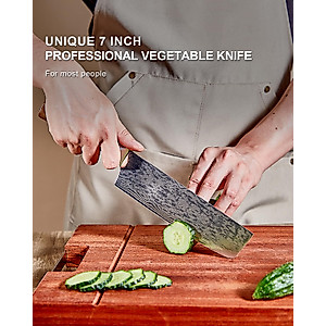 TUO Nakiri Knife 7 inch Japanese Kitchen Knife Nakiri Chef Knife 45-layers AUS-10 Damascus Steel Vegetable Knife Hand Forged Resin Handle with Gift Box