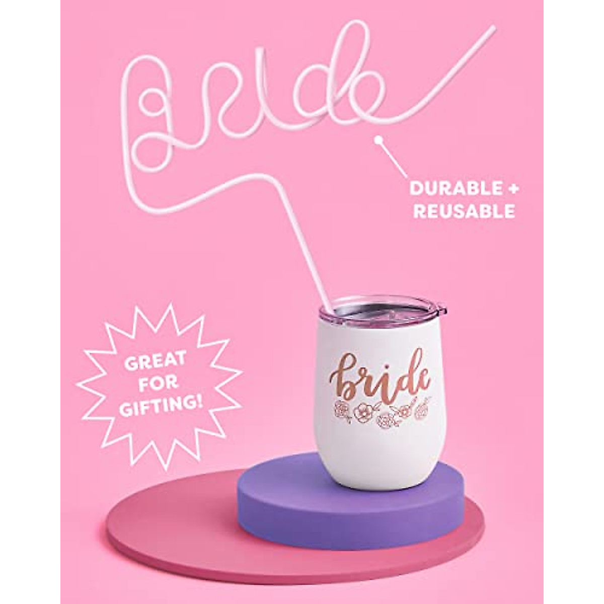 xo, Fetti Bachelorette Party XL White Bride Straw | Bridal Shower Party Decorations | Bride to Be Gift