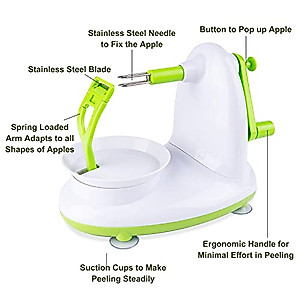 Apple Peeler, Pear Peeler with 8 Wedges Apple Slicer and Corer, Stainless Steel Blades Apple Cutter