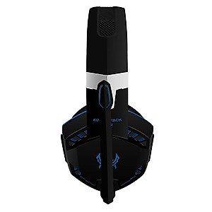 Gaming Headset with Mic for PC,PS4,Xbox One,Over-ear Headphones with Volume Control LED Light Cool Style Stereo,Noise Reduction for Laptops,Smartphone,Computer (Black & Blue)