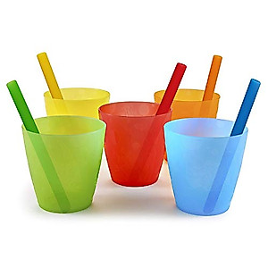 Housavvy 8oz Kids & Toddlers Reusable Silicone Drinking Straws 12 Pack with Cleaning Brush (Smoothie Straws for Housavvy 8oz Kids Cups)