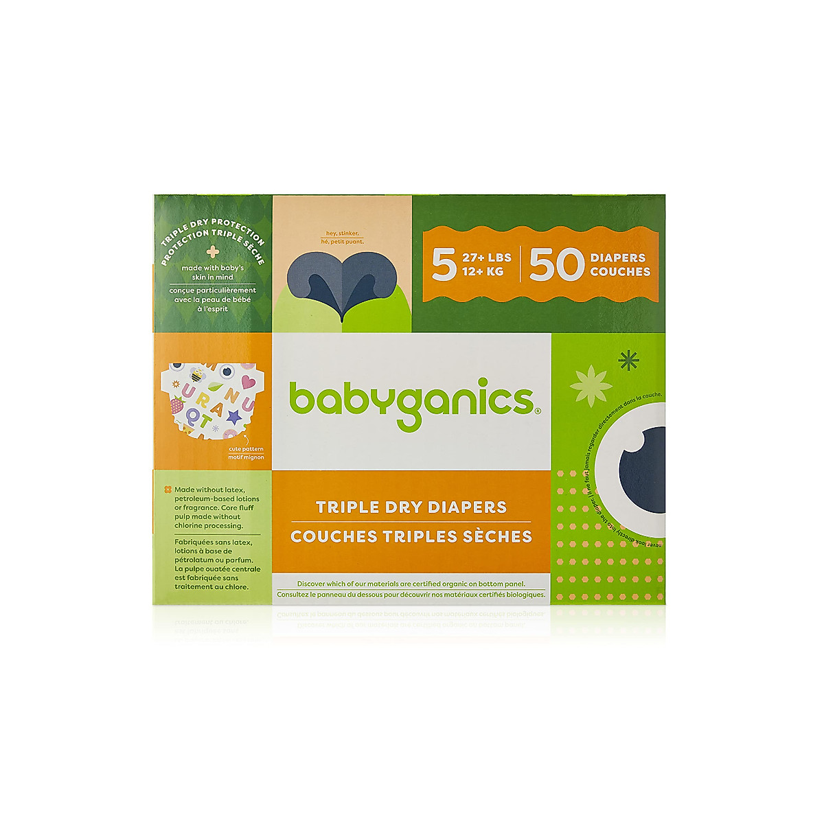 Babyganics Diapers, Size 5, 50 ct, Ultra Absorbent Diapers