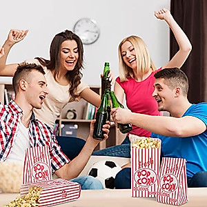 300 Pieces Mini Popcorn Bags Bulk Leak and Grease Resistant Paper Sleeves Retro Red and White Striped Pop Corn Bags for Carnival Movie Theme Party Concession Stand Supplies 3.5 x 3.4 x 8.2 Inch