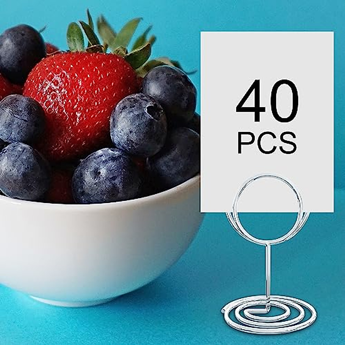 GPYG 40PCS Table Number Holders, Place Cards Holder, Mini Food Labels Menu Holder, Photo Holders, Idea For Centerpieces, Wedding, Birthday, Party Decoration (Silver)
