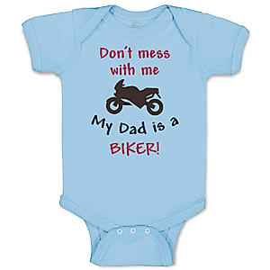 Cute Rascals Baby Bodysuit My Dad Is A Biker Motorcycle Dad Father's Day Boy & Girl Baby Clothes Funny Cotton Light Blue Design Only 6 Months