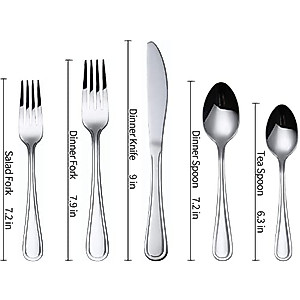 KOOMADE AUDREY 20-Piece Silverware Set for 4 - Stainless Steel Flatware with Dinner Forks, Salad Forks, Knives, Spoons, and Teaspoons - Dishwasher Safe