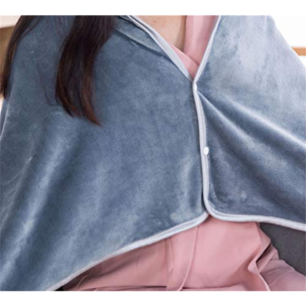 Mvchifay Wearable Blanket Soft Fleece Shawl Button Closure Warm Snuggle Throw for Sofa Snap 27x51inches (Gray-70x130cm)