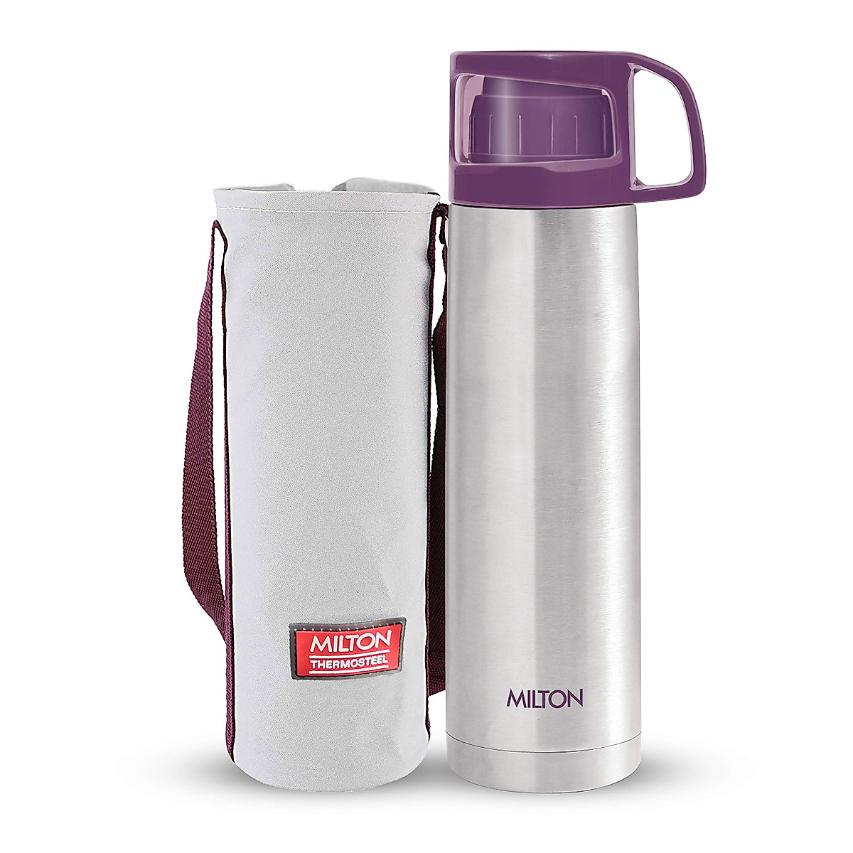 Milton Thermos for Hot Drinks 1000 ml (34 oz), 24 Hours Hot and Cold, Stainless Steel Water Bottle, Double Walled Vacuum Insulated Flask for Hot Coffee, Thermosteel, Leak Proof, Glassy, Purple