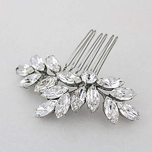 JAKAWIN Bride Crystal Wedding Hair Piece Rhinestone Hair Comb Bridal Hair Accessories for Women HC047 (Silver)
