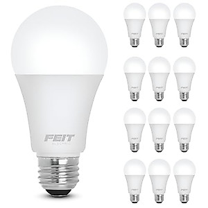 Feit Electric A19 LED Light Bulb, 100W Equivalent, E26 Medium Base, 1500 Lumens, 5000K Daylight White, General Purpose Light Bulbs, 11,000-Hour Lifetime, A1600/850/10KLED/2/6, 12 Pack