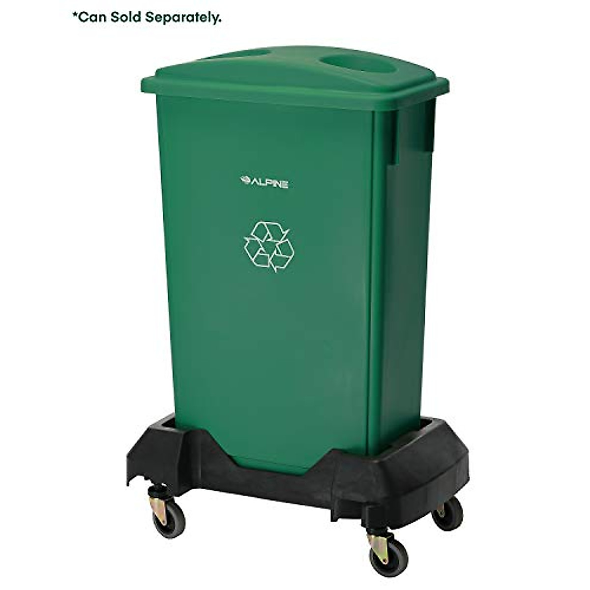 Alpine Rectangular Trash Can Dolly - Heavy Duty Garbage Can Roller with 4 Caster Wheels for Transporting Waste Containers in Offices, Schools, Restaurants, and More - Holds Up to 200lbs Load
