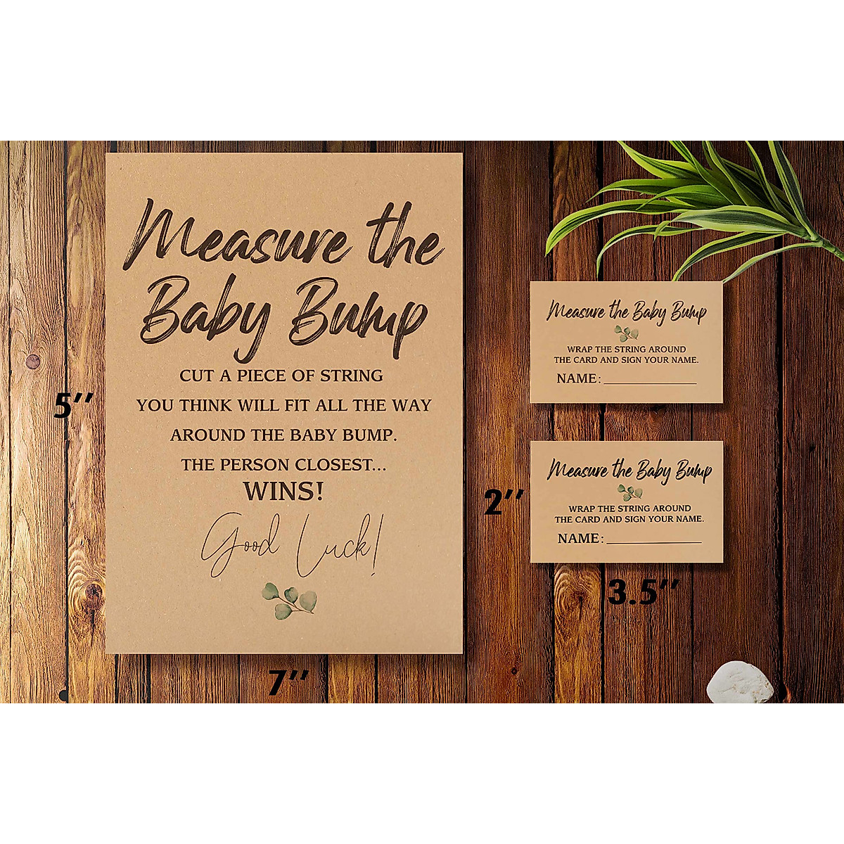 1 Measure the Baby Bump Kraft Sign & 50 Guessing Cards Set, Gender Neutral Baby Shower, Baby Showers Decorations, Baby Shower Games/081KF
