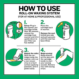 waxup Aloe Vera Roll On Wax, Hair Removal Wax Cartridge, Depilatory Wax Roller Refill for legs and arms 3.88 Ounce / 110g (4 Pack). Wax Warmer and Waxing Strips not Included.