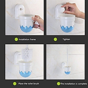 SAAKO Toilet Bowl Brush Ideas Toilet Cleaner Brush Family Bathroom Toilet Brush Suction Cup Wall Mount Plastic Toilet Brush Holder