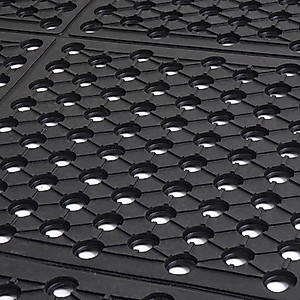 uyoyous Rubber Floor Mat with Drainage Holes 83"x35" Commercial Grade Grease Resistant Anti-Fatigue Rubber Floor Mat with Non-Slip Backing Heavy Duty Floor Mat for Industrial Kitchen