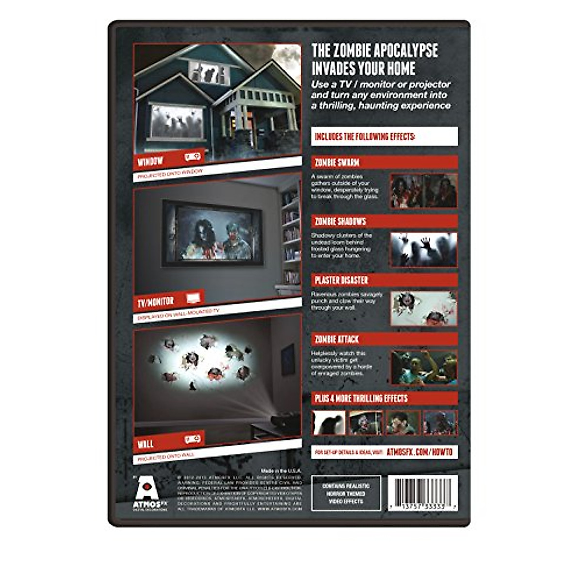 AtmosFearFx Halloween DVD with 48" x 72" White Reaper Brothers Rear Projection Screen (Zombie Invasion DVD)
