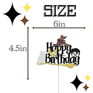 ShuanQ Harry Happy Birthday Cake Topper Magic Themed Cake Decor for Kids Boys Girls Birthday Party Decoration Welcome Baby Muggle Baby Shower Party Supplies