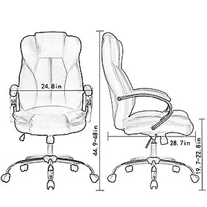 Ergonomic Office Chair Desk Chair PU Leather Computer Chair Executive Adjustable High Back PU Leather Task Rolling Swivel Chair with Lumbar Support (Black)