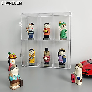 DIWNELEM Acrylic Display Case Cabinet Stand 6 Compartments Storage Box Display Showcase Shelf for Toys Rock Stone Collectibles & Mini Figure Action (7.5 * 2.1 * 8 inch)