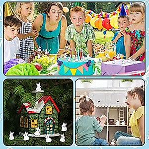 KIMOBER 50PCS Mini Bunny Miniature Figurines,White Resin Rabbit Figures for Fairy Garden Easter Egg Fillers Landscape DIY Terrarium Crafts