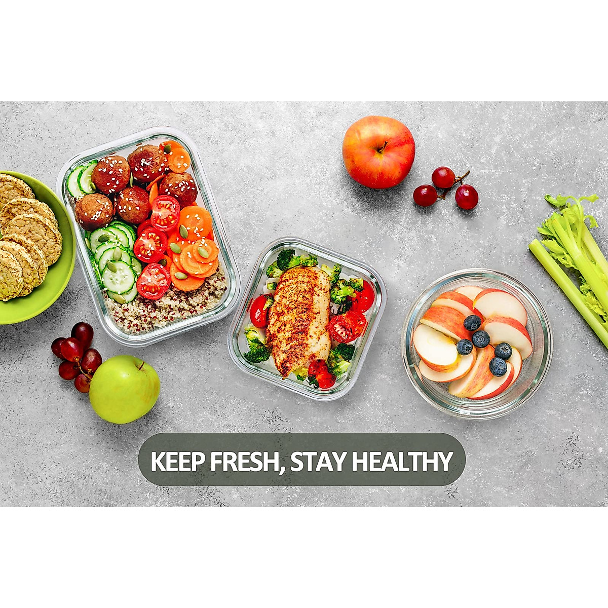 M MCIRCO 24-Piece Glass Food Storage Containers with Upgraded Snap Locking Lids,Glass Meal Prep Containers Set - Airtight Lunch Containers, Microwave, Oven, Freezer and Dishwasher