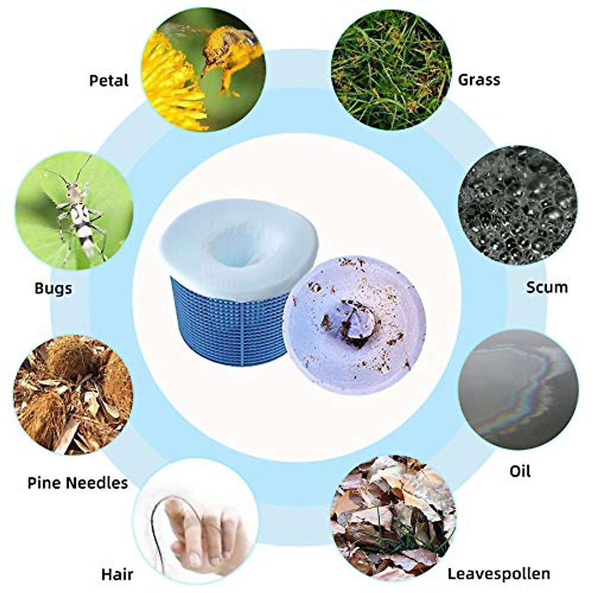 10 PCS Pool Skimmer Filter Socks, Fine Mesh Scum Pool Filter Socks Nets Reusable Pool Spas Filter Protector Savers for Filters, Baskets and Skimmers