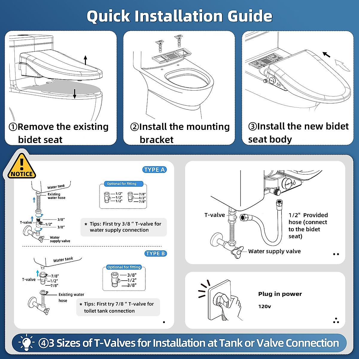 Electric Bidet Toilet Seat, Heated Toilet Seat Elongated with Instant Warm Water & Dryer, Feminine & Front Rear Wash, Wireless Remote, Self-Clean Nozzle, Slow Close Lid, Upgraded Silent ECO Child Mode