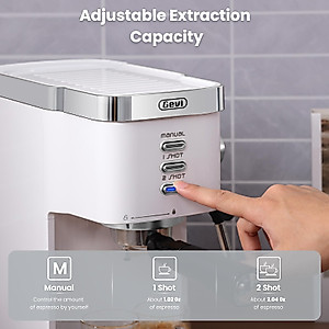 Gevi Espresso Machine 20 Bar High Pressure,Compact Espresso Maker with Milk Frother Steam Wand, Burr Coffee Grinder, Adjustable Burr Mill with 35 Precise Grind Settings, Electric Coffee Grinder