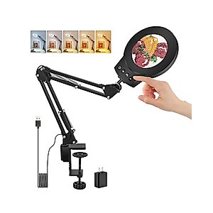 10X Magnifying Glass Light Stand Desktop Lamp Desk Table Close Work Up for Crafting, Model Assembly, Reading, Sewing, Jewelry Making ,Easy Adjustable Head Controller, Wide Compatibility Clamp