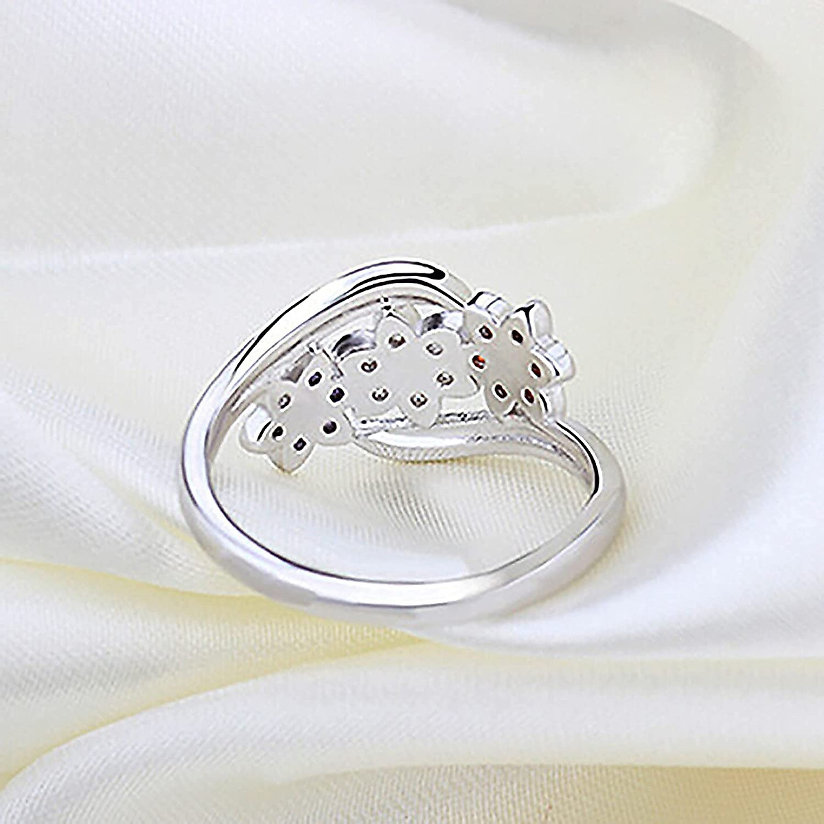 Exquisite Jewelry Ring Women's Cute Flowers 925 Sterling Silver Ring Charm Zircon Inlaid Party Jewelry Wedding Band Best Gifts for Love with Valentine's Day