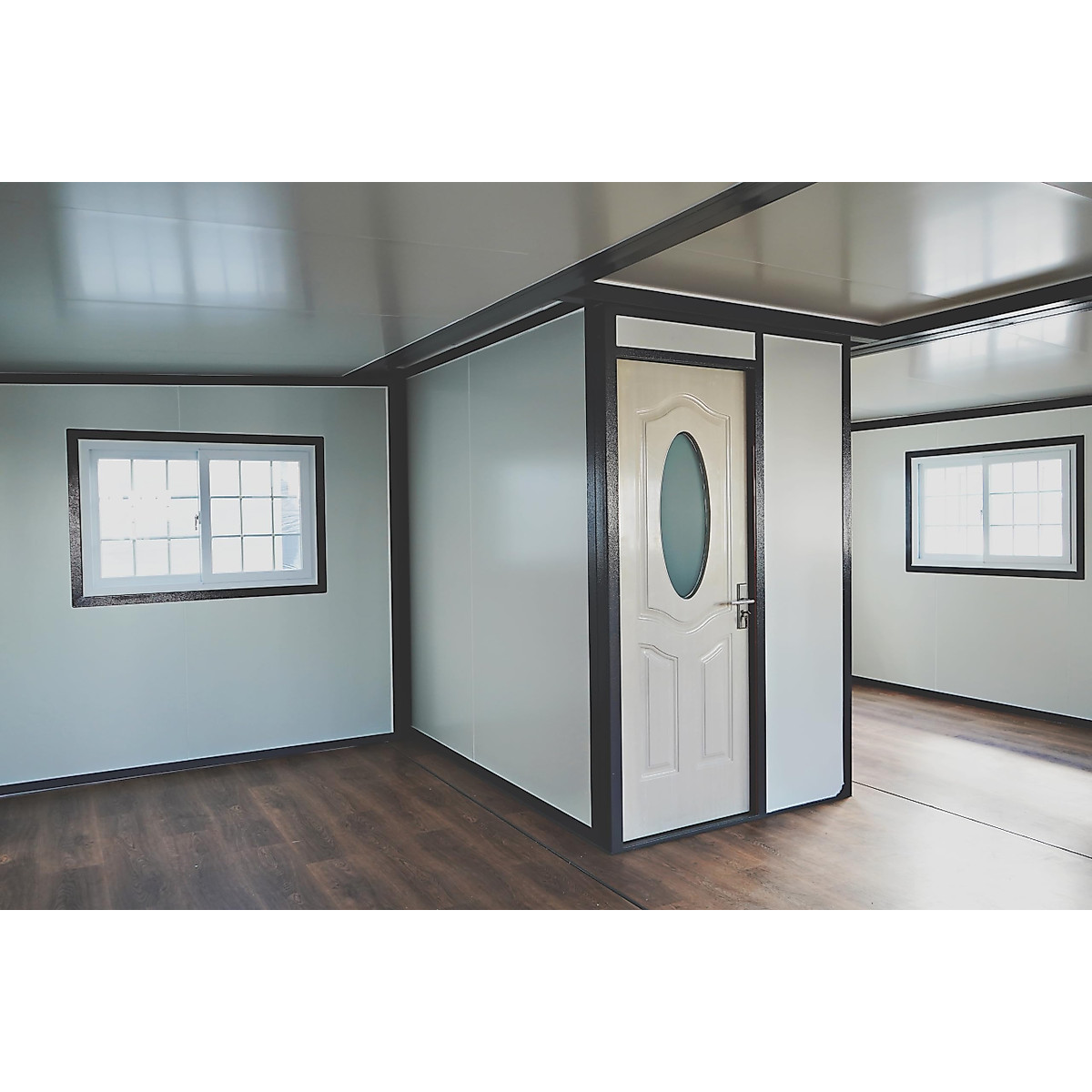 BOVONO Outdoor Storage Shed Tiny House Mobile Expandable Plastic Prefab House, Modern Sturdy Steel Storage House with Lockable Door and Window(19 x 20FT)