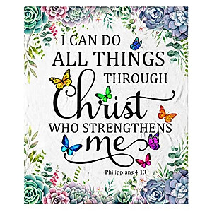 Christian Gifts for Women Inspirational Religious Blanket Bible Verse Scripture Prayer Throw Blanket Soft Flannel Healing Blanket 50&quot;X40&quot;