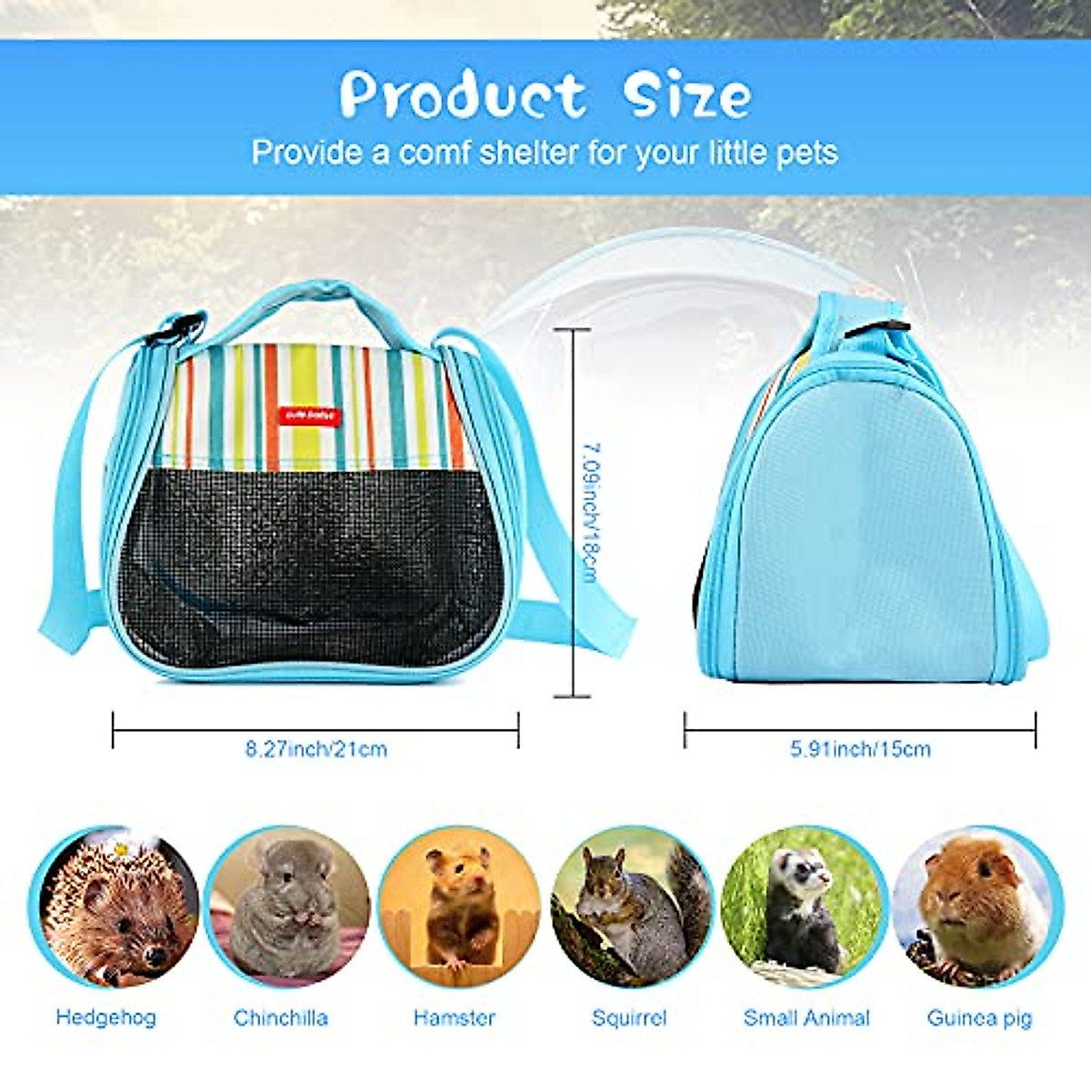 Rypet Guinea Pig Carrier Bag - Portable Breathable Outgoing Bag for Guinea Pig Hedgehog Squirrel Chinchilla and Other Similar Sized Animal