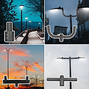 4 Inch Round Pole Mount Tenon Adapter with 2-3/8" OD Tenon, Vertical Bracket Adapter with Slip Fitter Mount for Outdoor Shoebox Lighting Street LED Parking Lot Light - Bronze Finish