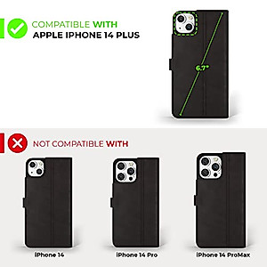 Snakehive iPhone 14 Plus Leather Case | Genuine Leather Wallet Phone Case with Card Holder | Flip Folio Case/Cover with Stand | Compatible with iPhone 14 Plus | (Black)