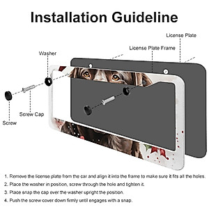 Chocolate Labrador Santa Hat Christmas License Plate Cover 2 Pack Xmas Lovely Dogs Car Accessories for US Standard Vehicles for Women Men 2 Round Holes Aluminum License Plate Frames