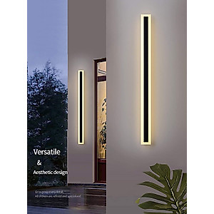 LS-PRO (24 inch/ 14w Outdoor Long Strip Modern LED Wall Lighting Fixture Lamps, Elegant Frosted White Acrylic, Black Aluminum Body IP65 Waterproof Anti Rust. (Warm White 3000K). 1 Year Warranty