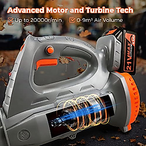 Leaf Blower, 340 CMF 170 MPH Leaf Blower Cordless with 4.0Ah Battery & Charger 21V, Electric Blowers Battery Operated Leaf Blower for Lawn Care, Debris, Yard, Work Around The House